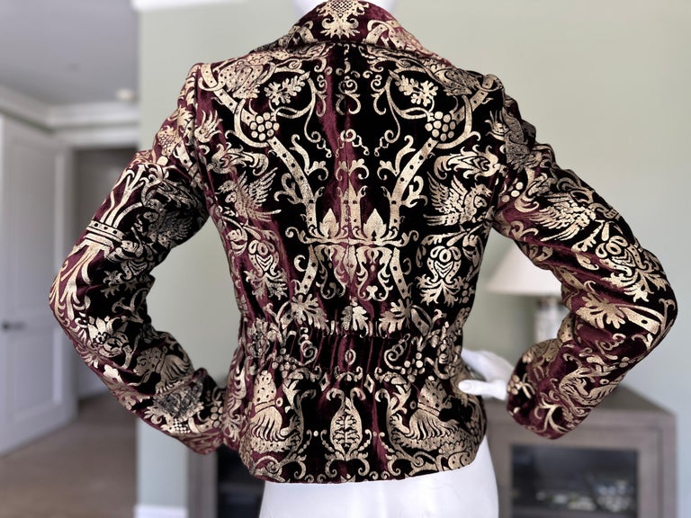 Roberto Cavalli Collectable Fortuny Style Rampant Lion Devore Velvet ...