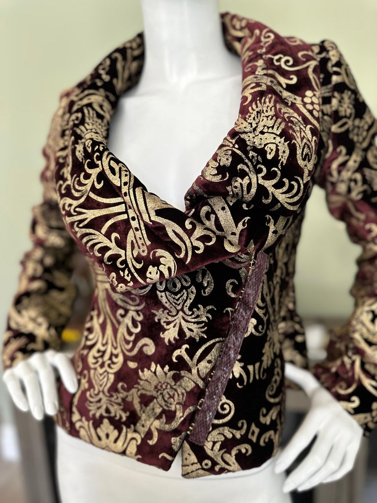 Roberto Cavalli Collectable Fortuny Style Rampant Lion Devore Velvet ...