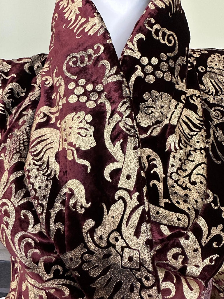 Roberto Cavalli Collectable Fortuny Style Rampant Lion Devore Velvet ...