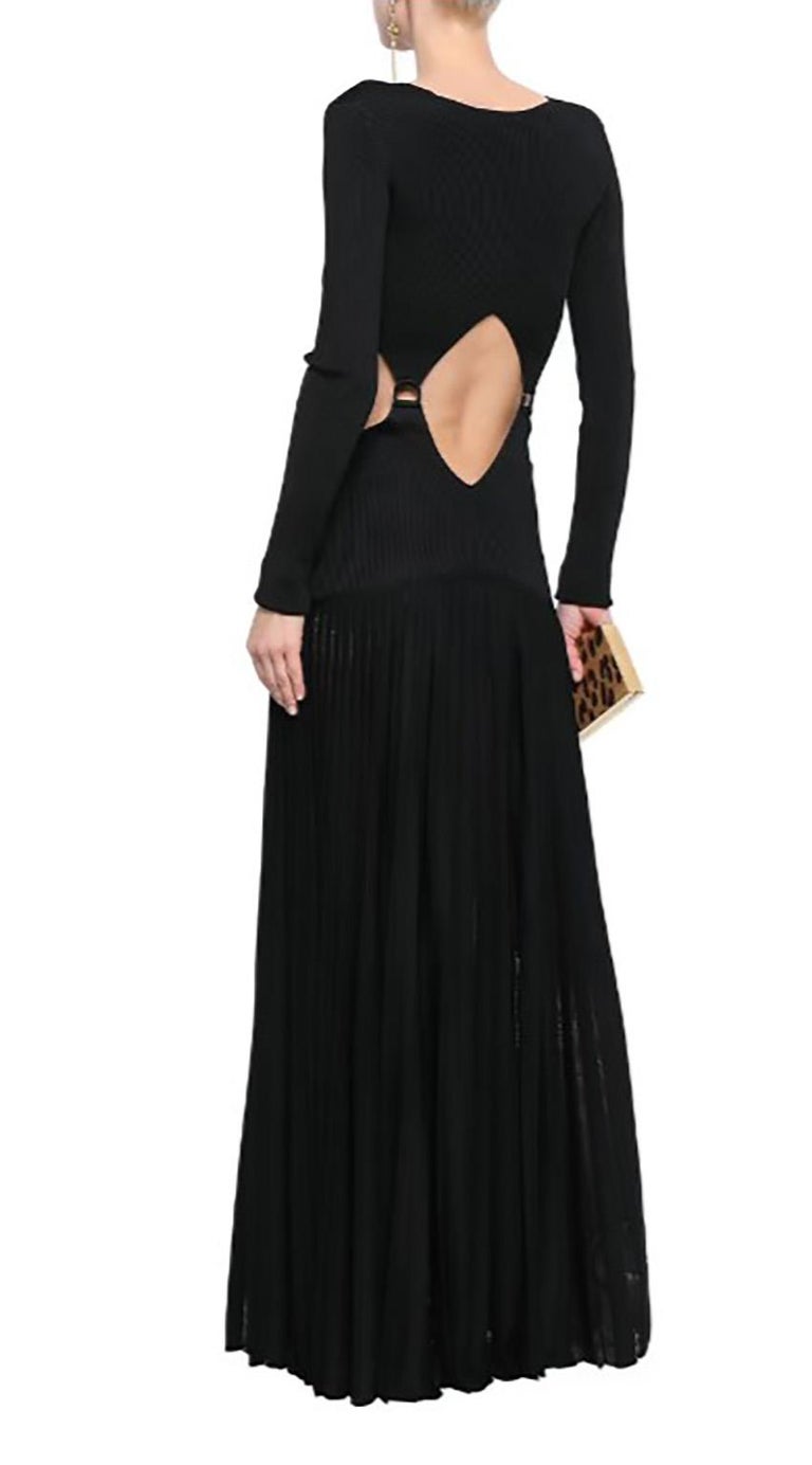 ROBERTO CAVALLI CUT OUT RIB KNIT BLACK EVENING DRESS Sz 40 - 4 For Sale ...