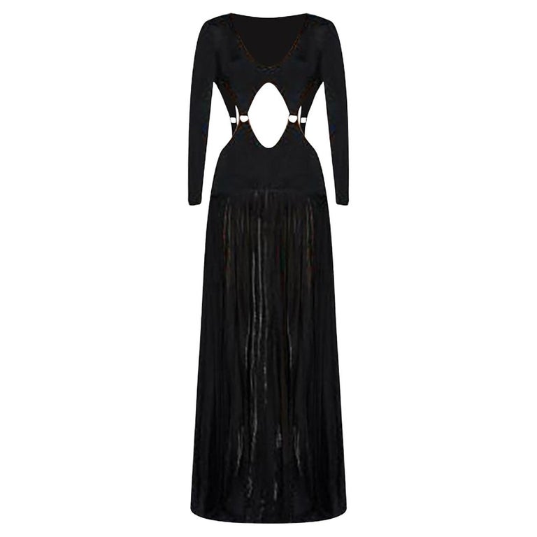 ROBERTO CAVALLI CUT OUT RIB KNIT BLACK EVENING DRESS Sz 40 - 4 For Sale ...