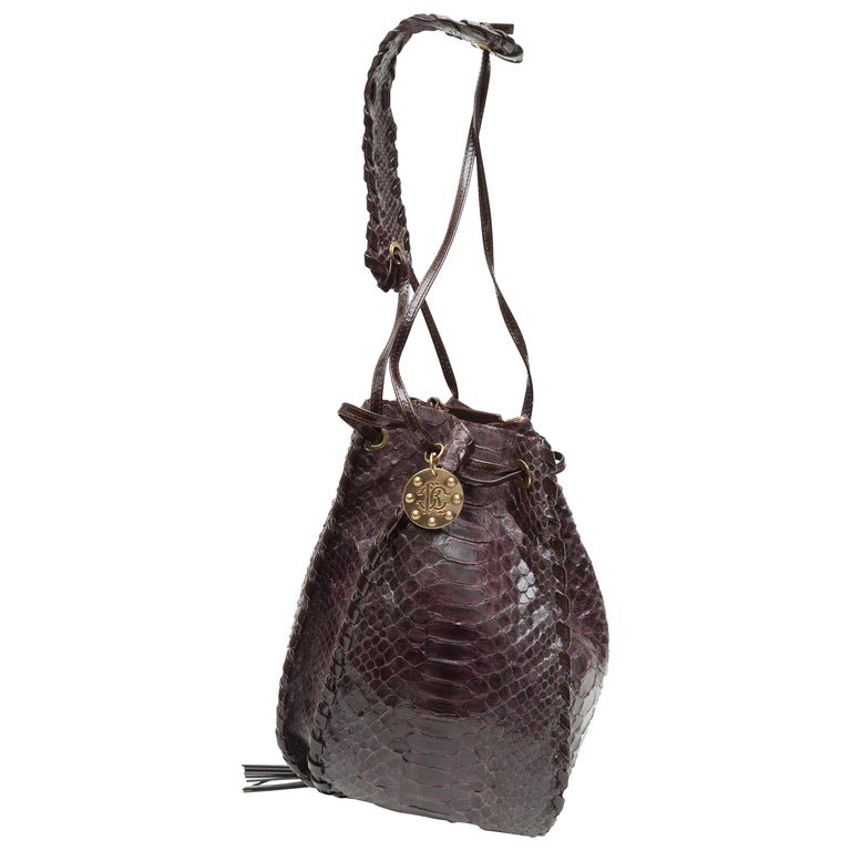 Roberto Cavalli Dark Purple Python Bucket Bag For Sale at 1stDibs ...