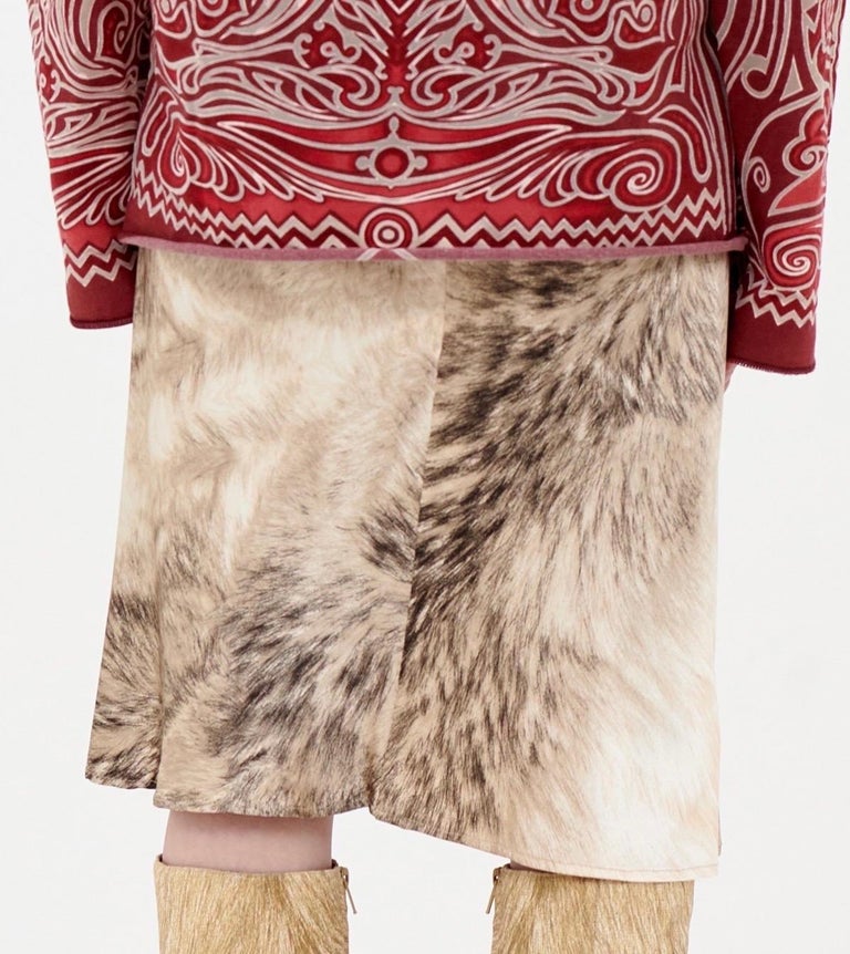 Roberto Cavalli F/W 1999 fur print silk skirt For Sale at 1stDibs