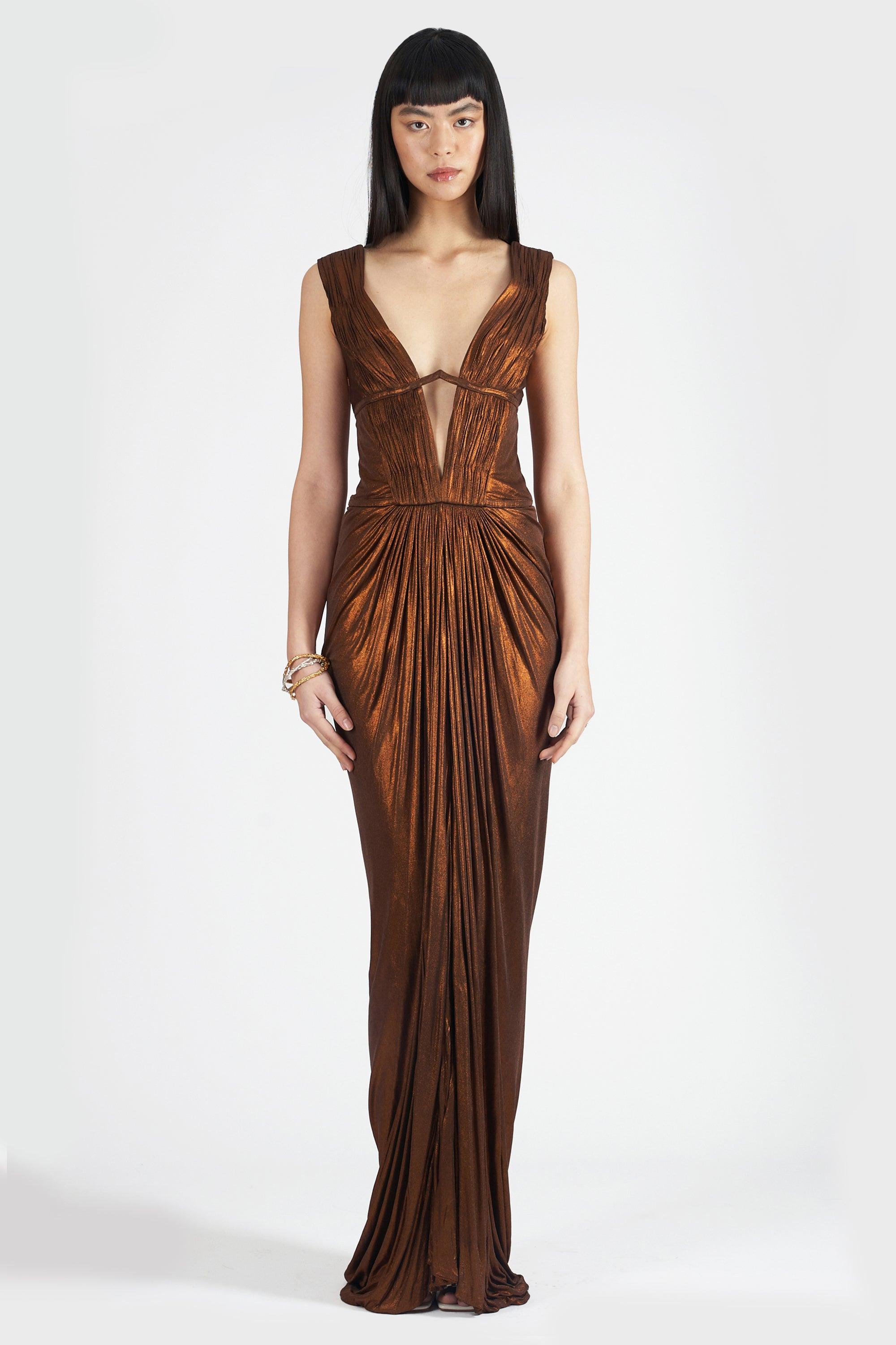 Roberto Cavalli F/W 2007 Copper Metallic Gown For Sale at 1stDibs