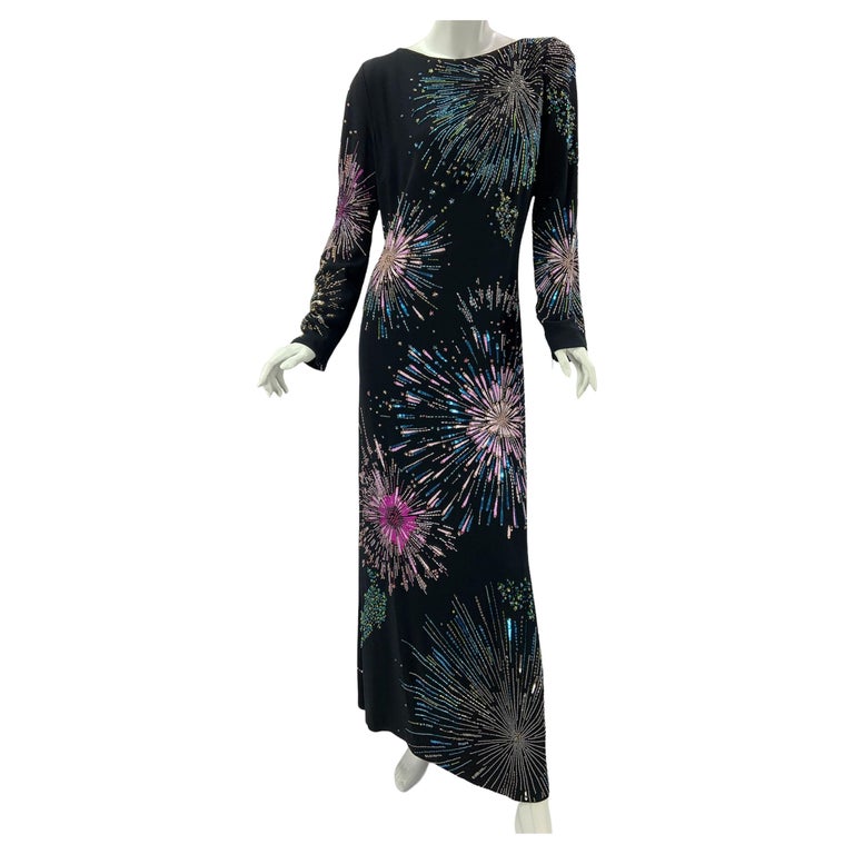 Roberto Cavalli *Firework* Fully Embellished Black Dress Gown It 46 ...