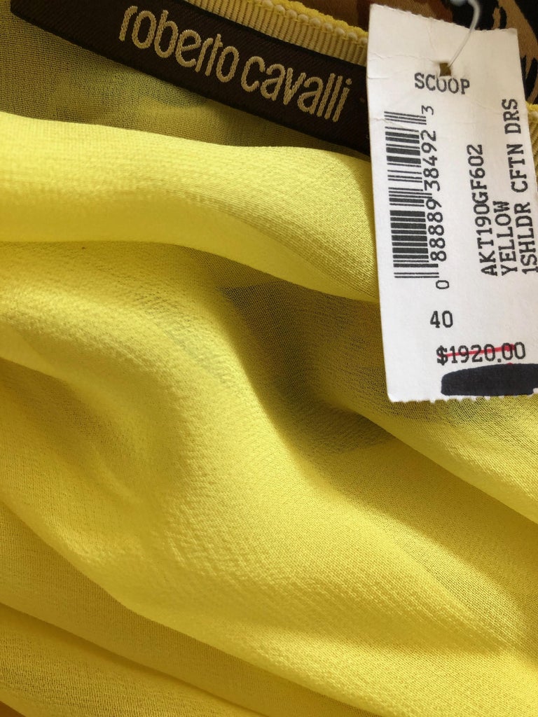 Roberto Cavalli Floral Silk Chiffon One Shoulder Toga Dress with Cape ...