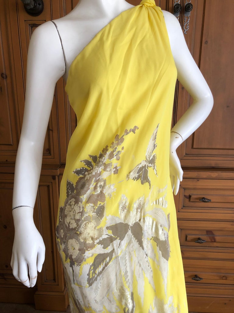 Roberto Cavalli Floral Silk Chiffon One Shoulder Toga Dress with Cape ...