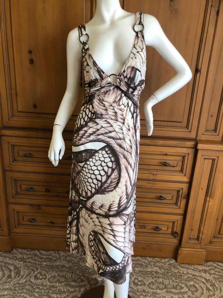 Roberto Cavalli for Just Cavalli Snake Print Dress with Brass Rings Sz ...