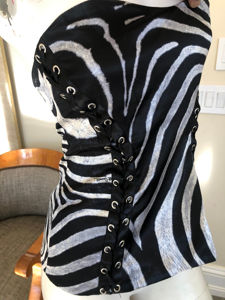 Roberto Cavalli for Just Cavalli Zebra Print Corset with Lace Up ...