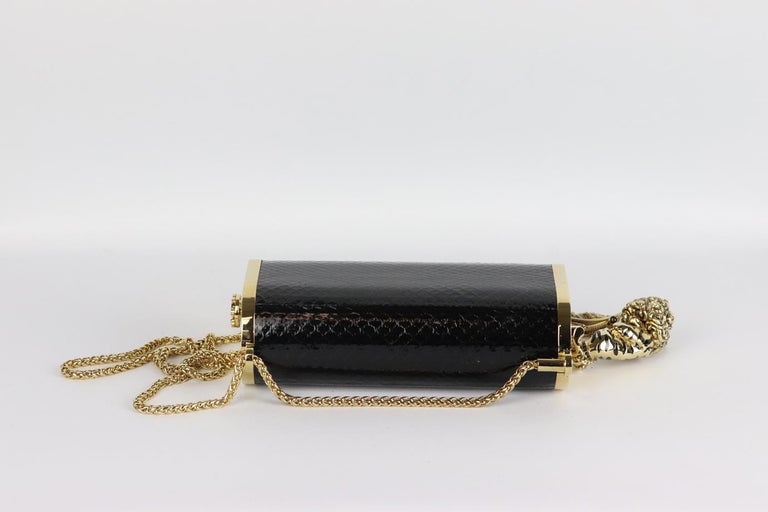 Roberto Cavalli Gold Tone Python Cylinder Shoulder Bag For Sale at 1stDibs