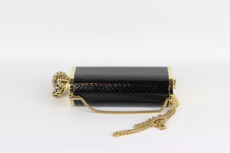 Roberto Cavalli Gold Tone Python Cylinder Shoulder Bag For Sale at 1stDibs