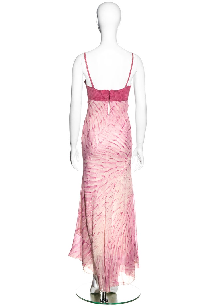 Roberto Cavalli pink silk and snakeskin evening maxi dress, ss 1999 For ...
