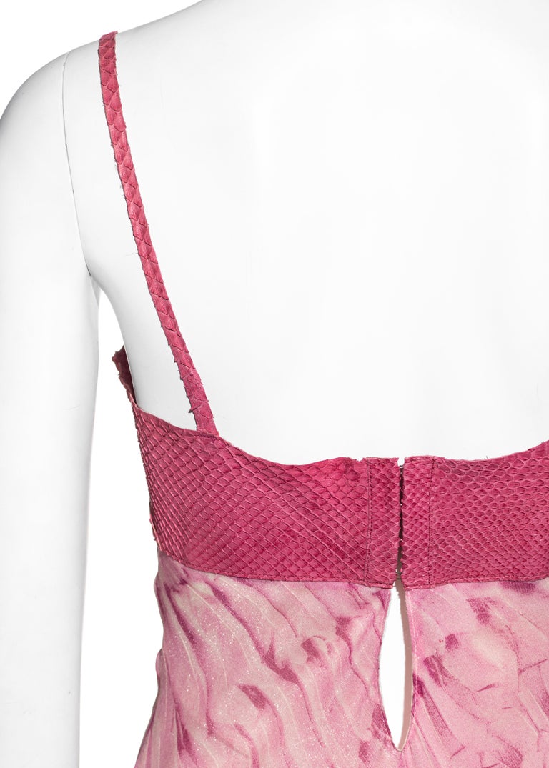 Roberto Cavalli pink silk and snakeskin evening maxi dress, ss 1999 For ...