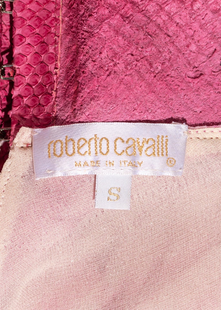 Roberto Cavalli pink silk and snakeskin evening maxi dress, ss 1999 For ...