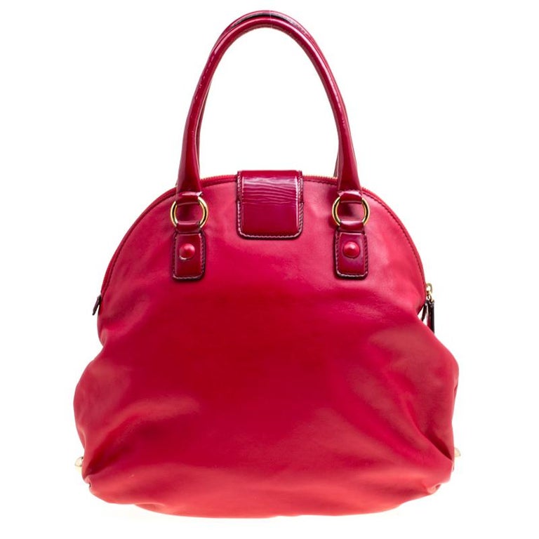 Roberto Cavalli Red Leather Dome Satchel For Sale at 1stDibs