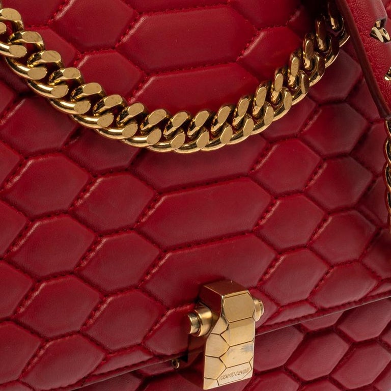 Roberto Cavalli Red Quilted Leather Flap Shoulder Bag at 1stDibs