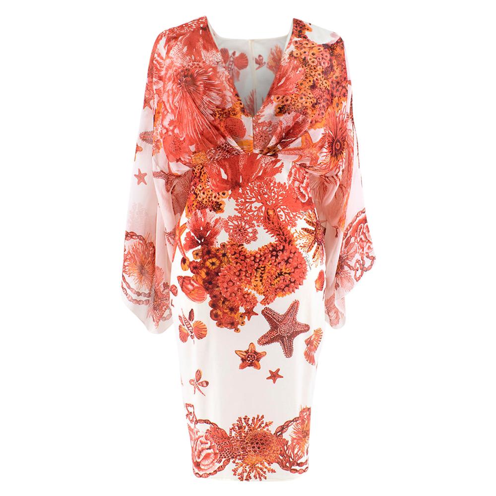 Roberto Cavalli Red and White Silk Printed Dress IT 44 at 1stDibs