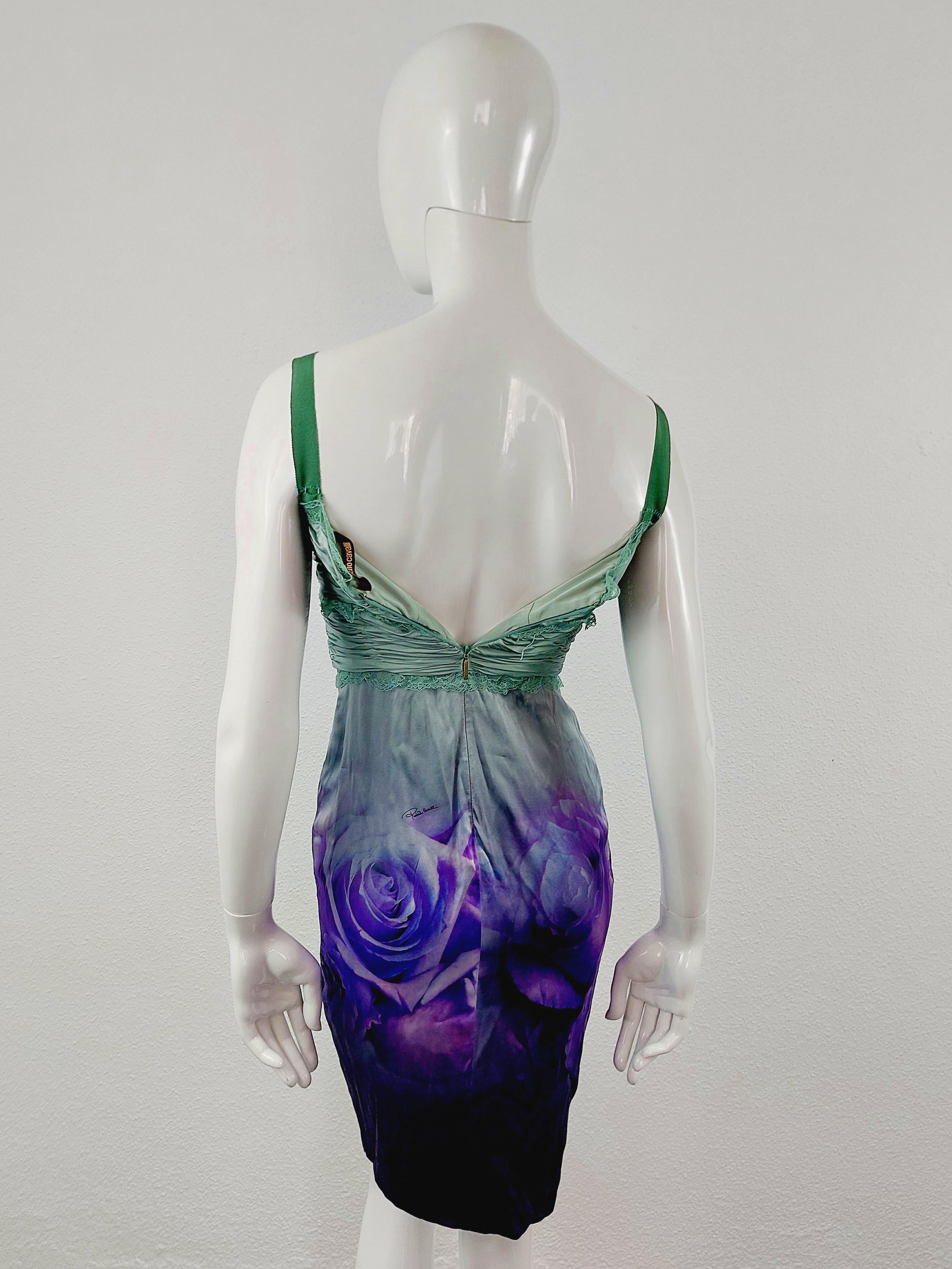 Roberto Cavalli Silk Lace Rose Floral Corset Bustier Cocktail Evening ...