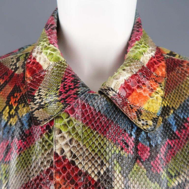 ROBERTO CAVALLI Size S Rainbow Chevron Python Skin Jacket at 1stDibs