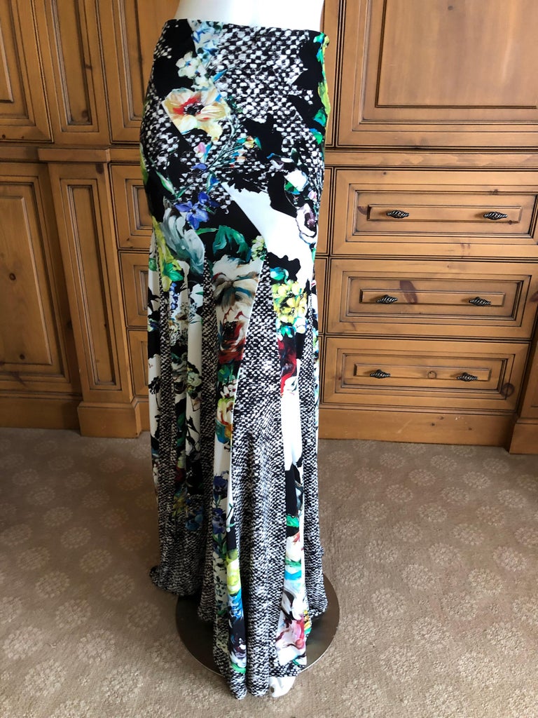 Roberto Cavalli Snake and Floral Pattern Voluminous Vintage Maxi Skirt ...
