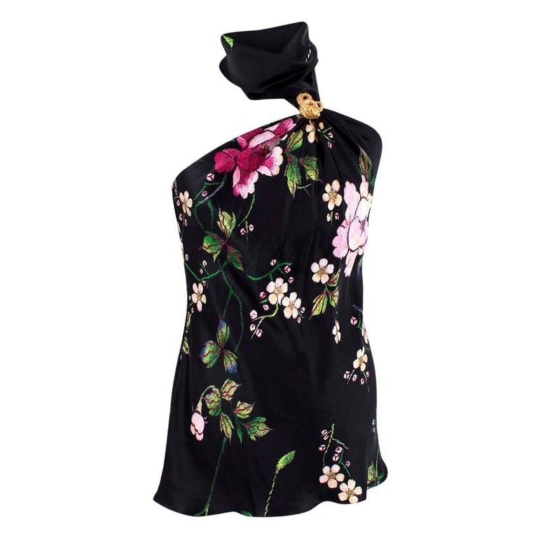 Roberto Cavalli Snake Collection Silk Halter Top - Size US 4 For Sale ...