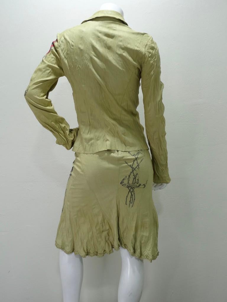 Roberto Cavalli SS03 Beige Leather Heart Two Piece Set For Sale at 1stDibs