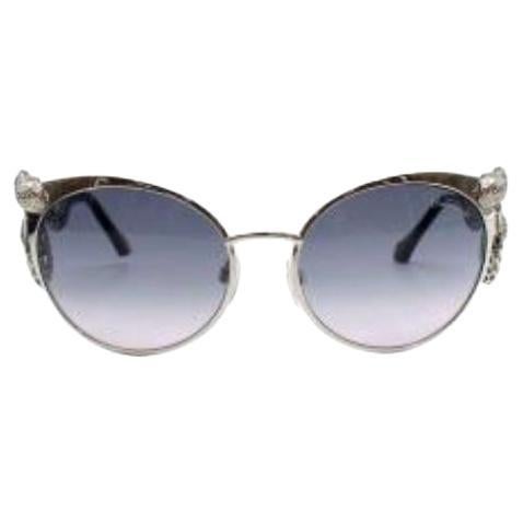 Roberto Cavalli Bold Golden Brown Etched Lucite Curved Sunglasses For ...