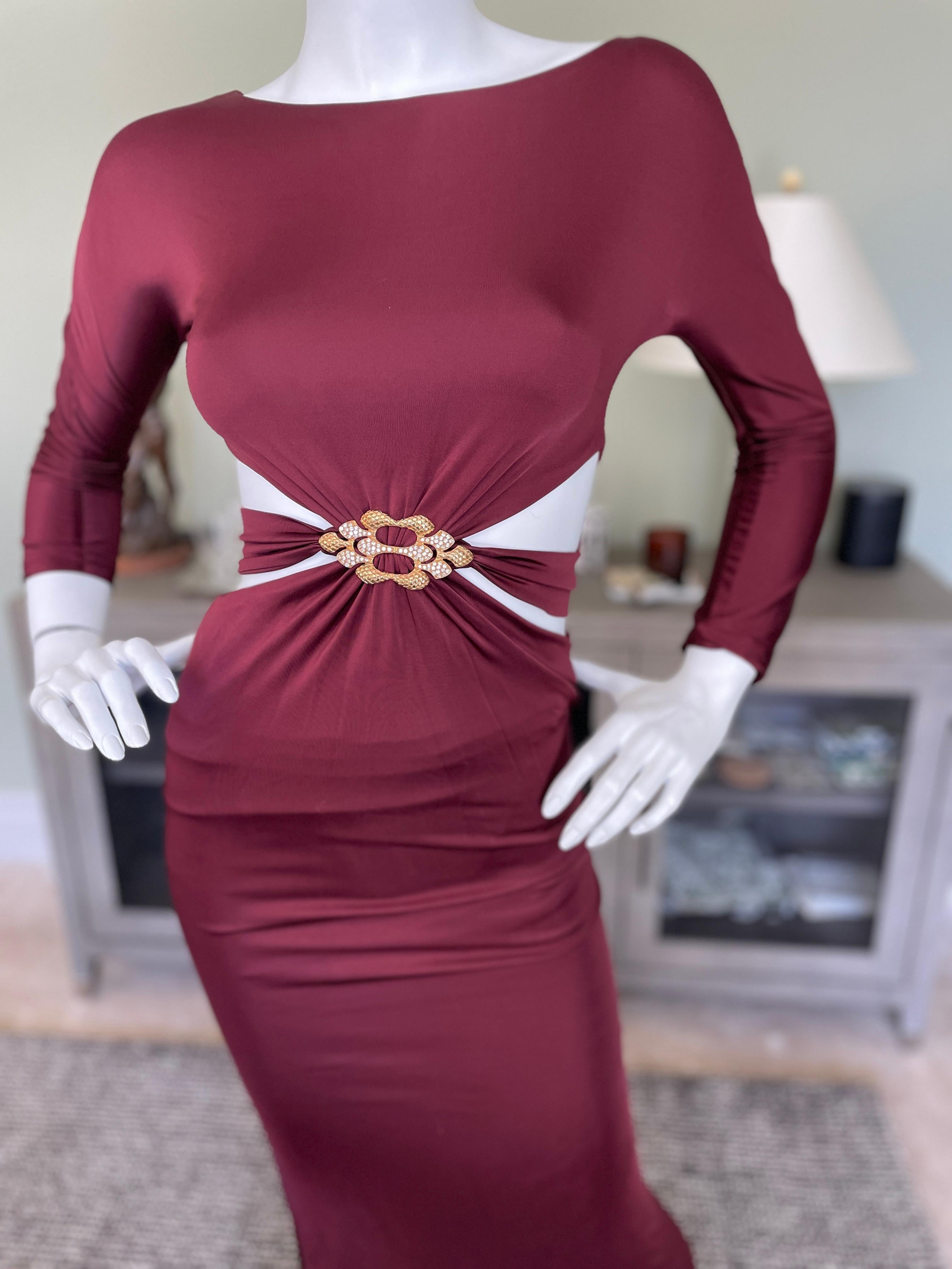 Roberto Cavalli Vintage Burgundy Red Cut Out Evening Dress XS For Sale ...