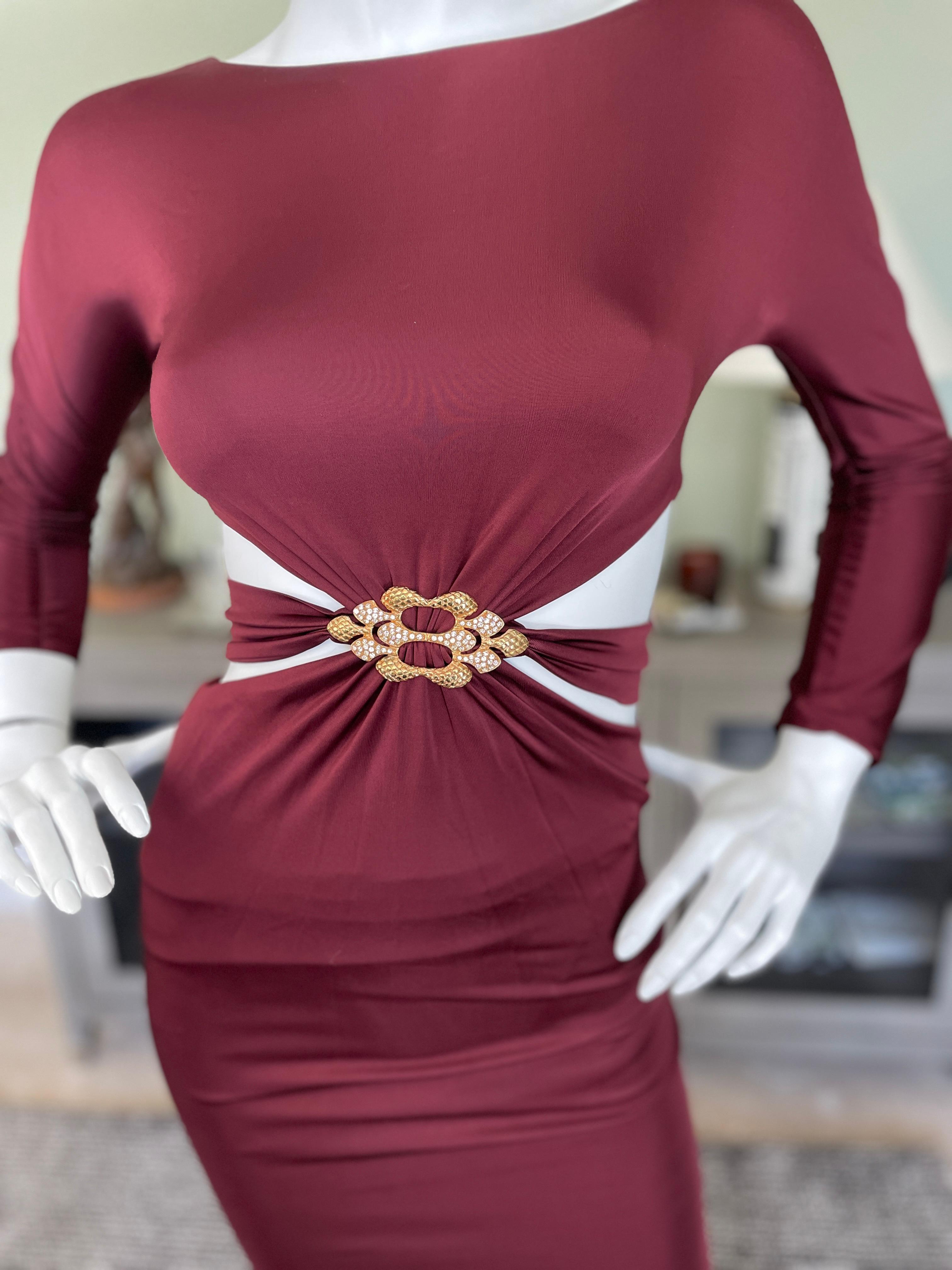 Roberto Cavalli Vintage Burgundy Red Cut Out Evening Dress XS For Sale ...