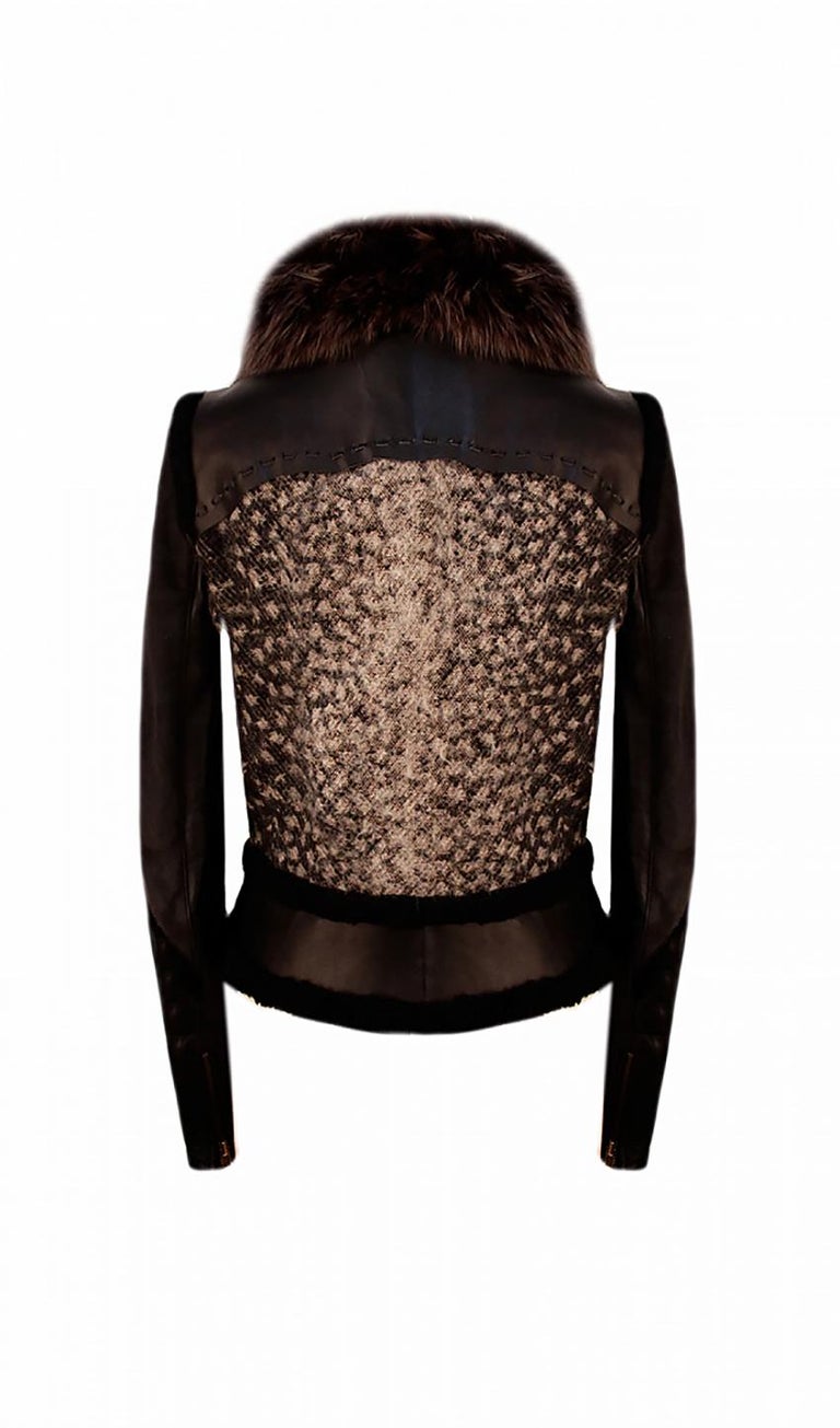 ROBERTO CAVALLI VINTAGE COMBO LEATHER JACKET in BROWN size S For Sale ...