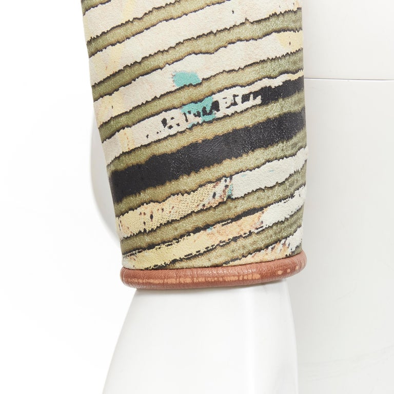 ROBERTO CAVALLI Vintage lion jungle stripes print 100% leather jacket M ...