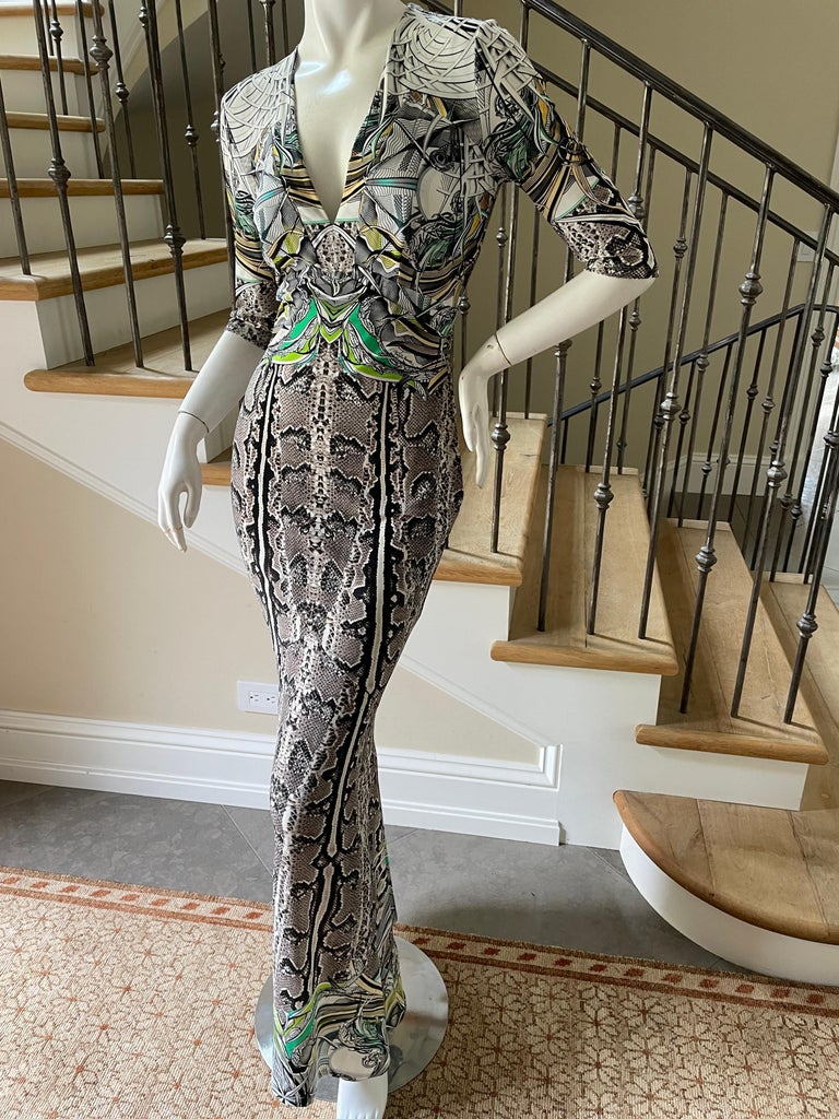 Roberto Cavalli Vintage Python Snake Print Evening Dress For Sale at ...