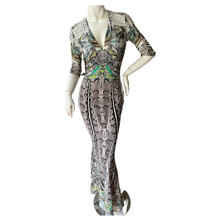 Roberto Cavalli Vintage Python Snake Print Evening Dress For Sale at ...