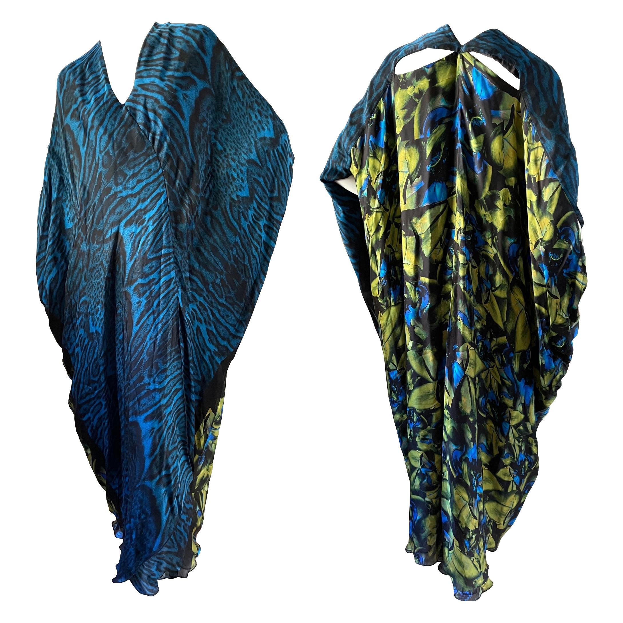 Roberto Cavalli Snake and Floral Pattern Voluminous Vintage Maxi Skirt ...