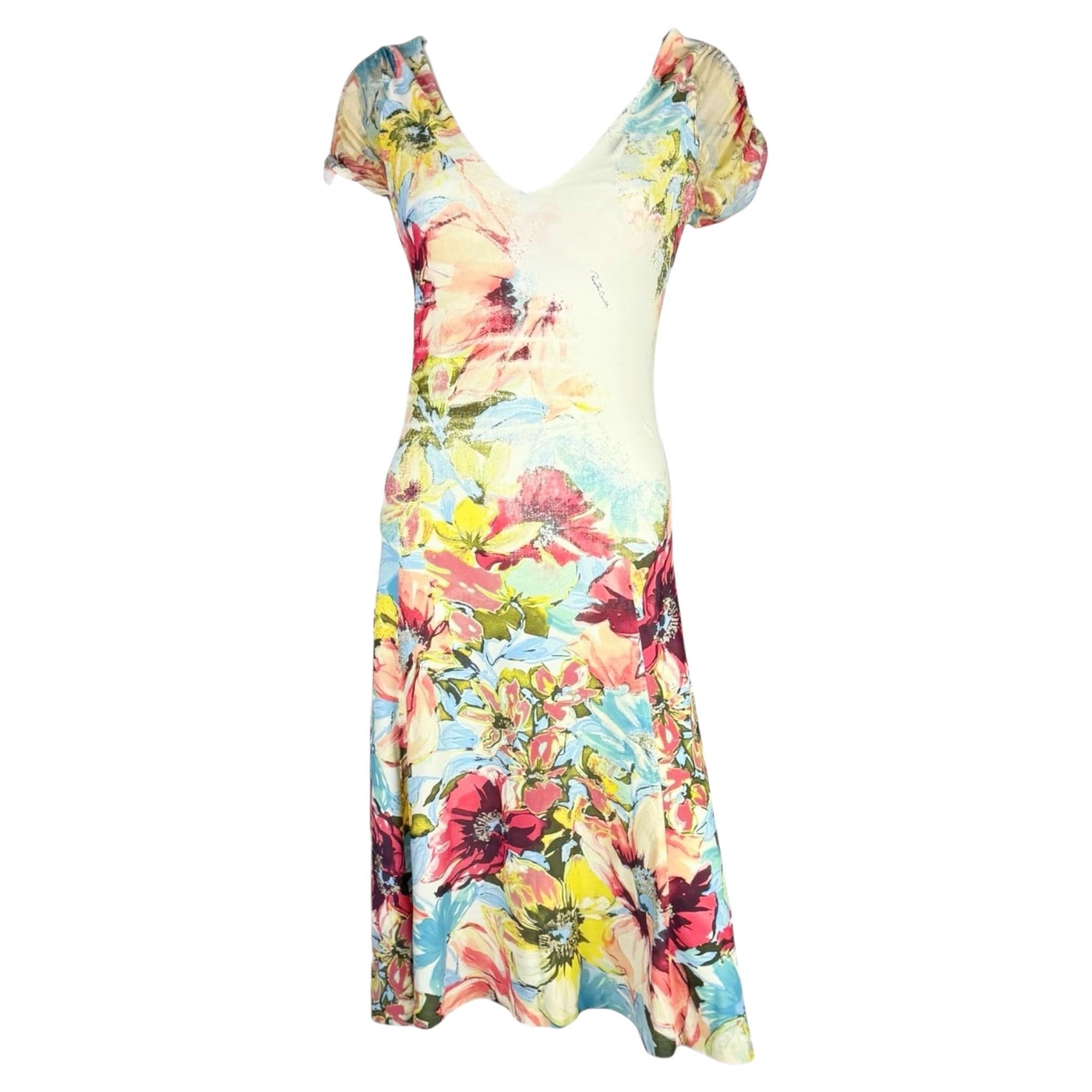 2000 Runway Documented Kenzo Floral Silk Crepe Ruffle Hem Dress For ...