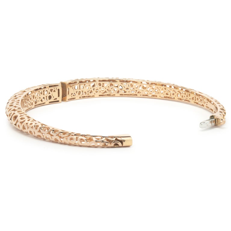Roberto Coin 18 Karat Rose Gold Heart Cutout Bangle Bracelet For Sale at 1stDibs