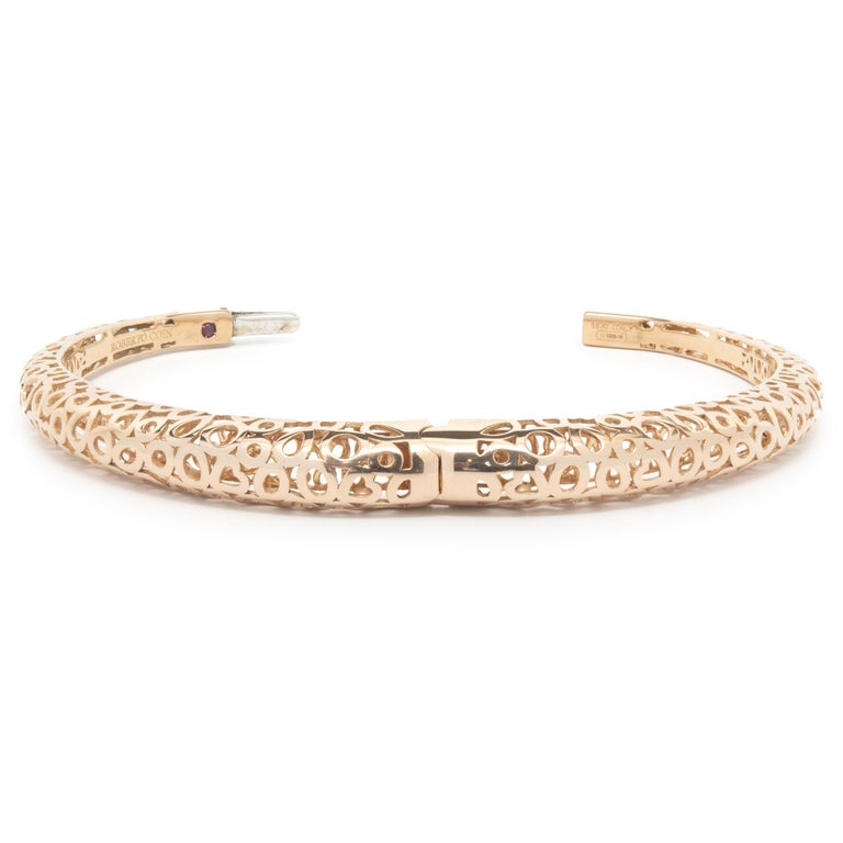 Roberto Coin 18 Karat Rose Gold Heart Cutout Bangle Bracelet For Sale at 1stDibs
