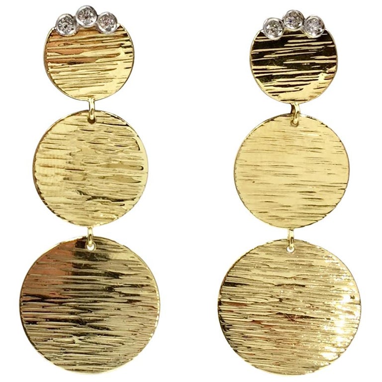 Roberto Coin 18 Karat Triple Disc Dangle Earrings at 1stDibs