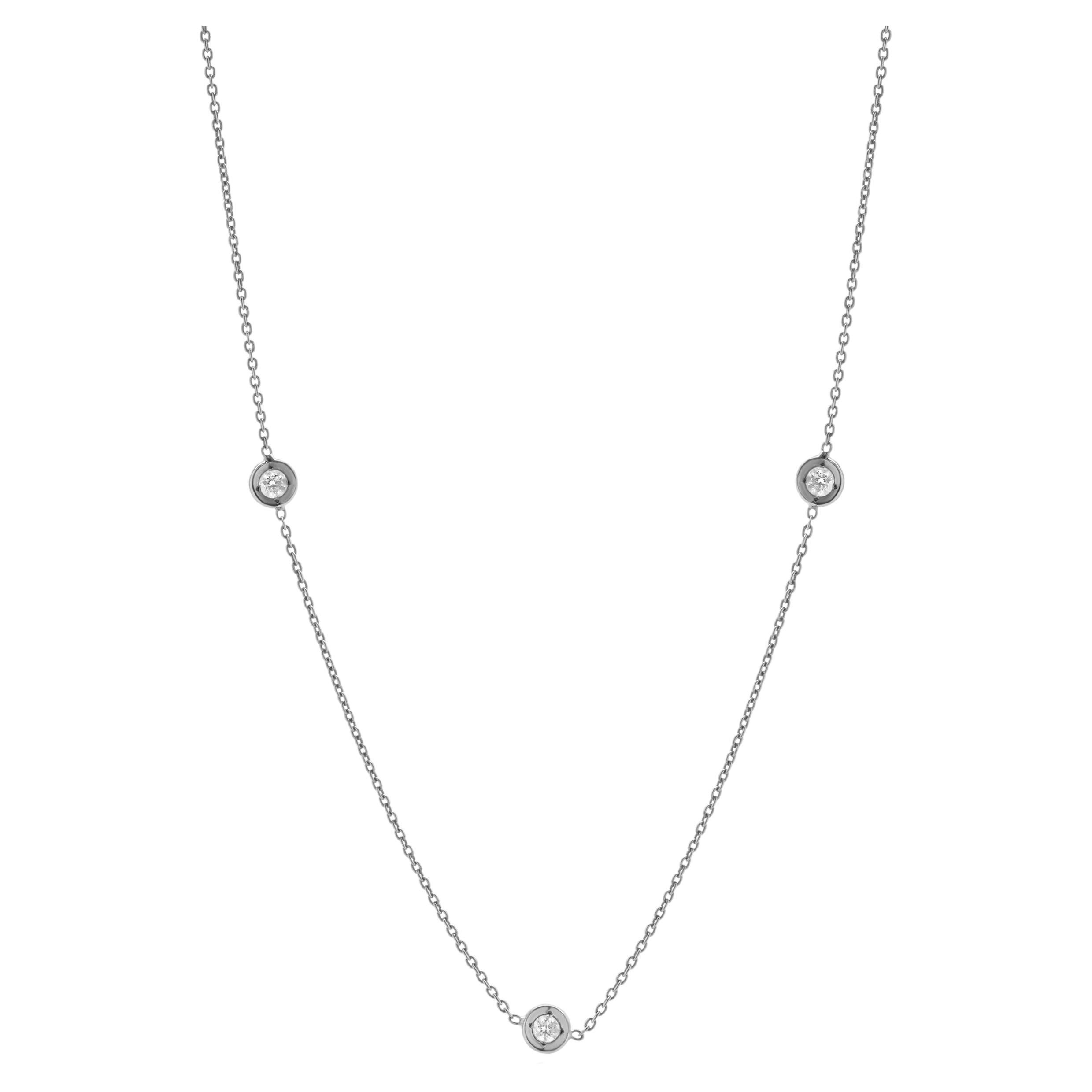 Roberto Coin 18 Karat White Gold Diamonds by The Yard Necklace For Sale ...