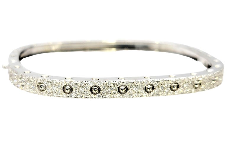 Roberto Coin 18 Karat White Gold Pois Moi Pave Diamond Squared Bangle ...