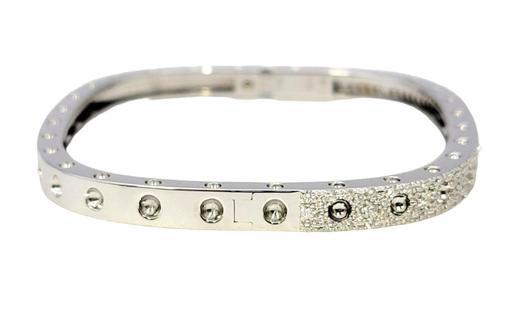 Roberto Coin 18 Karat White Gold Pois Moi Pave Diamond Squared Bangle ...