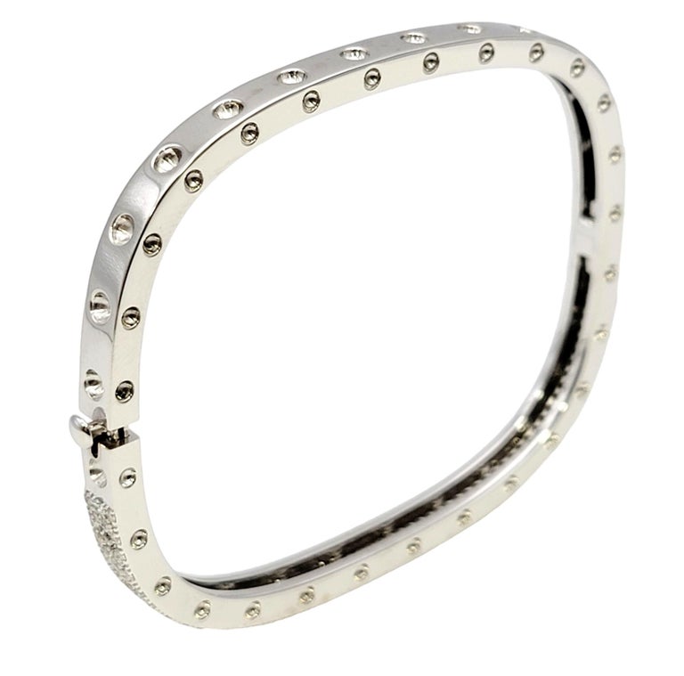 Roberto Coin 18 Karat White Gold Pois Moi Pave Diamond Squared Bangle ...