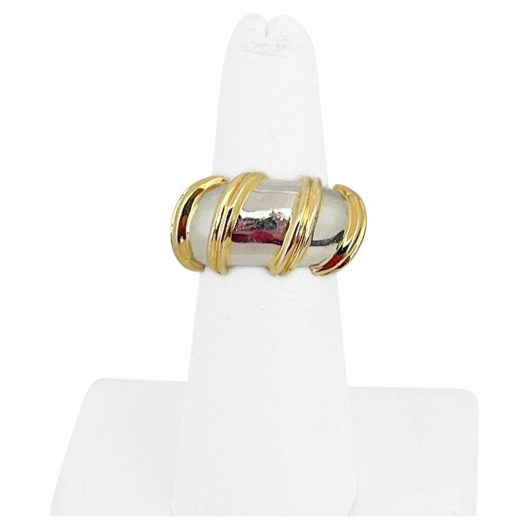 Roberto Coin 18 Karat Yellow and White Gold Two Tone Half Band Ring ...