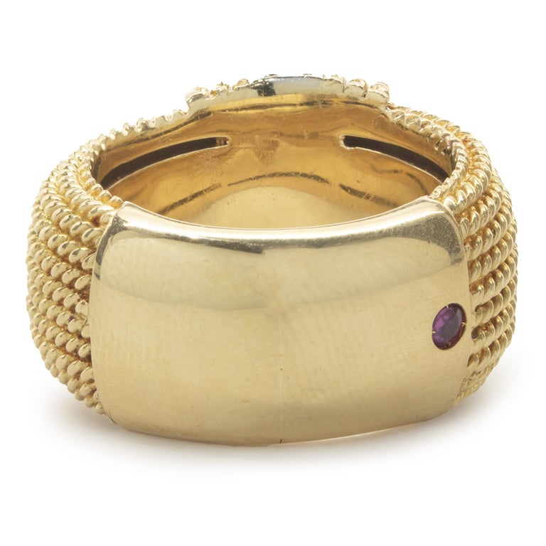 Roberto Coin 18 Karat Yellow Gold Wide Diamond Rope Ring For Sale at ...