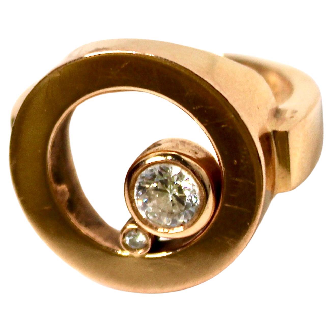 Roberto Coin 18k Gold Cento Two Diamond Circle Ring circa 2004 For Sale ...