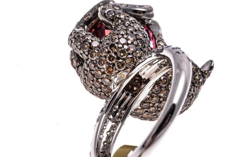 Roberto Coin 18k Pave Diamond and Tourmaline Cat Ring For Sale at 1stDibs