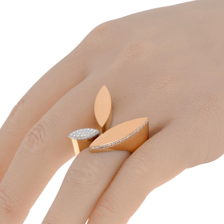Roberto Coin 18k Rose Gold, Diamond Statement Ring For Sale at 1stDibs