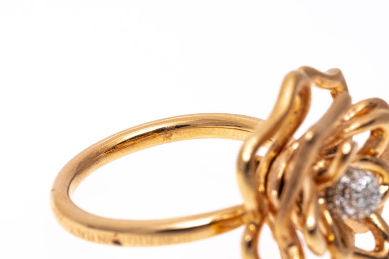 Roberto Coin 18k Rose Gold Pave Diamond Set Open Rose Form Ring For Sale at 1stDibs