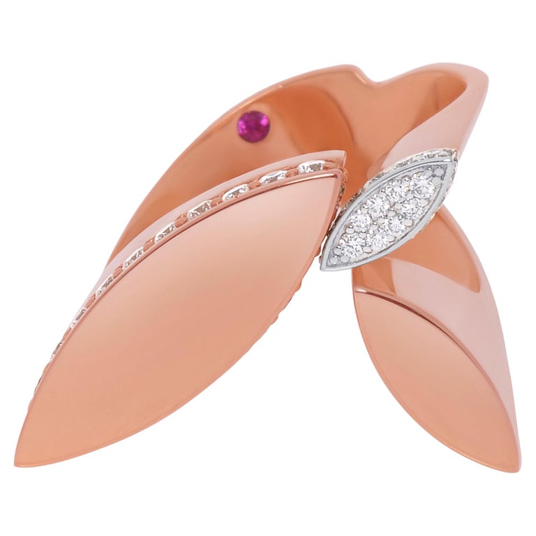 Roberto Coin 18k Rose and White Gold, Diamond Ring For Sale at 1stDibs