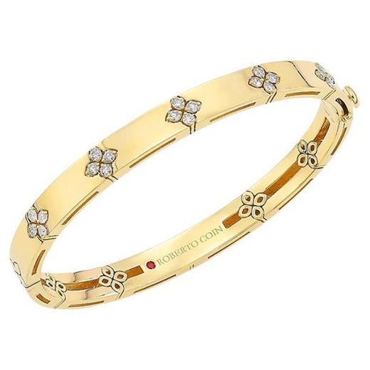 18 Karat Roberto Coin Diamond Ring Wide Silk Mesh White Yellow Gold 0. ...